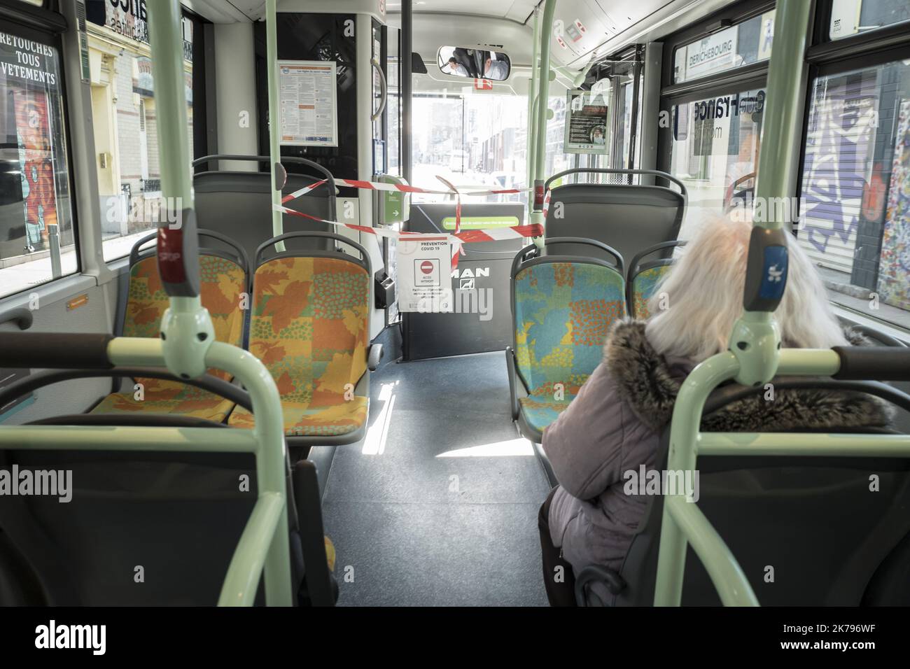 A safety distance is provided against the covid-19 on the buses of the ...