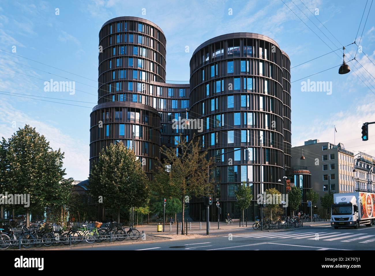 Copenhagen, Denmark - Sept 2022: Axel Towers comprising five round ...
