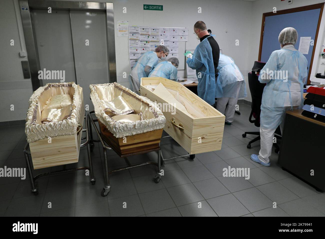 Mulhouse, France, april 2nd 2020 - The morgue in Mulhouse. Alsace is ...
