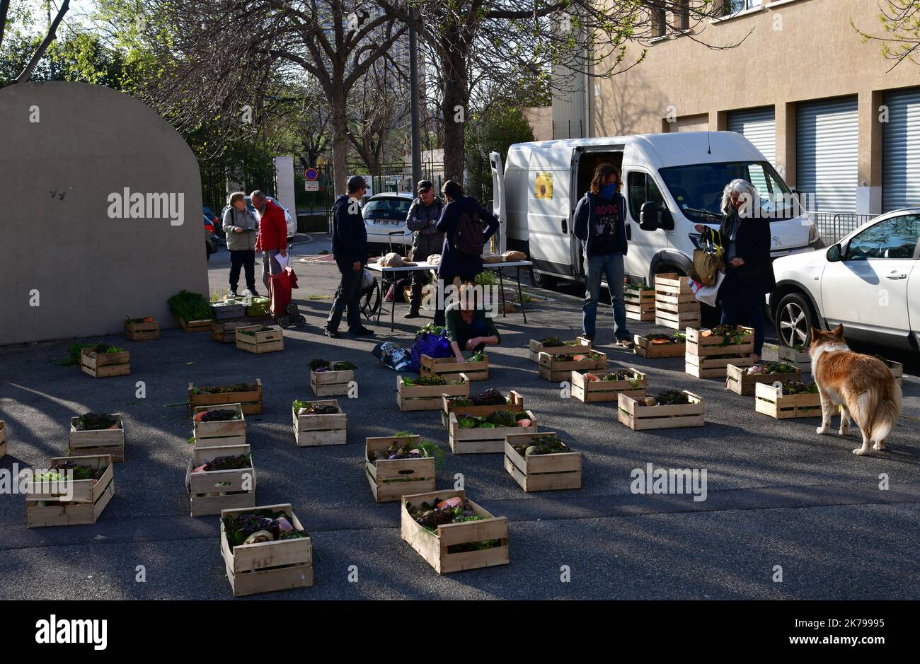Marseille, France, april 2nd 2020 - Food distribution for consumers by ...
