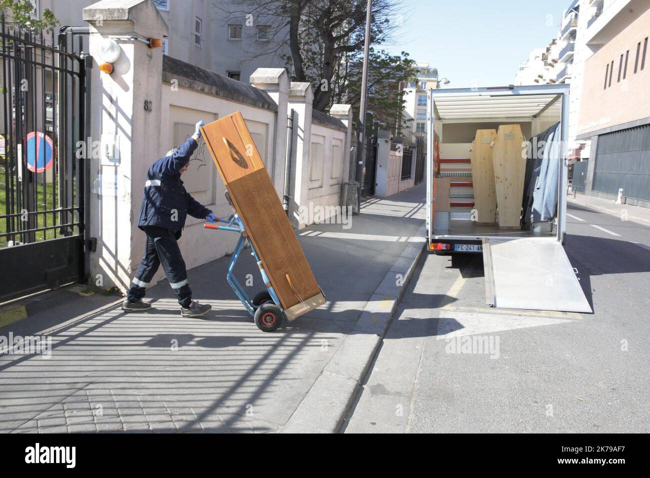 Paris, France, march 25th 2020 - Coffins for a retirement house Stock ...