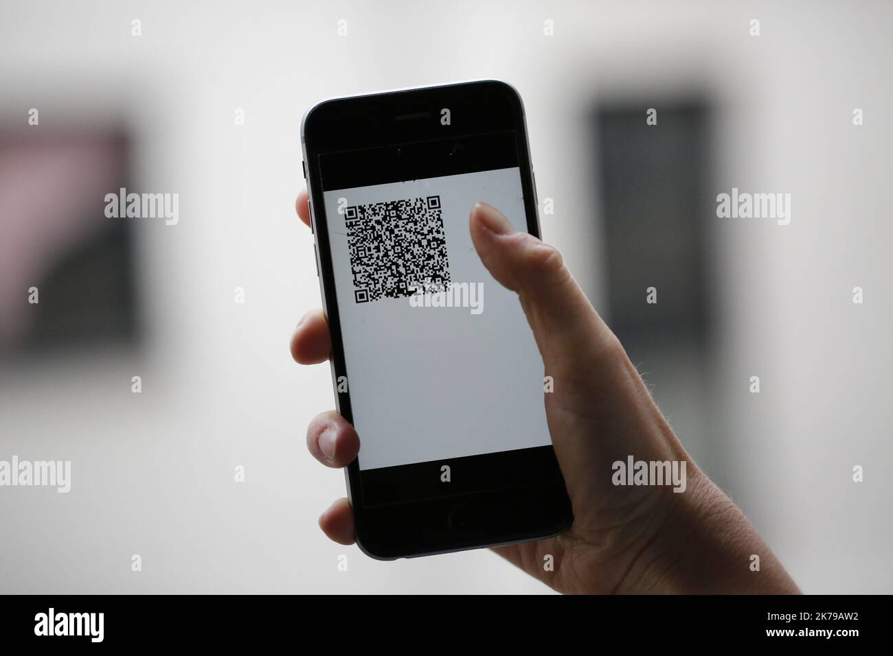 A photo illustration shows the French Interior Ministry's new telephone ...