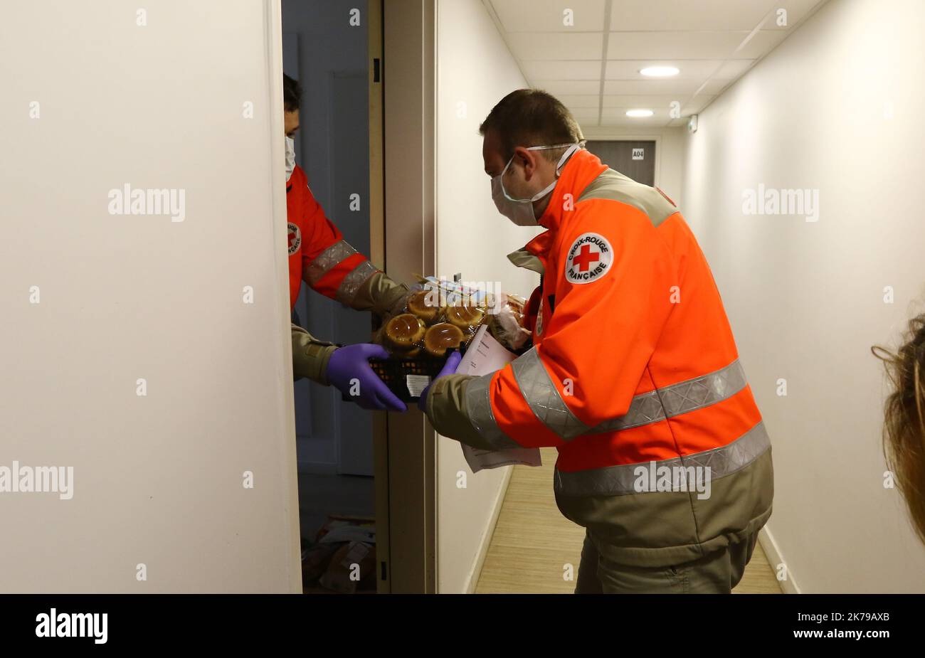 French Red Cross volunteers deliver food to fragile people in Amiens ...