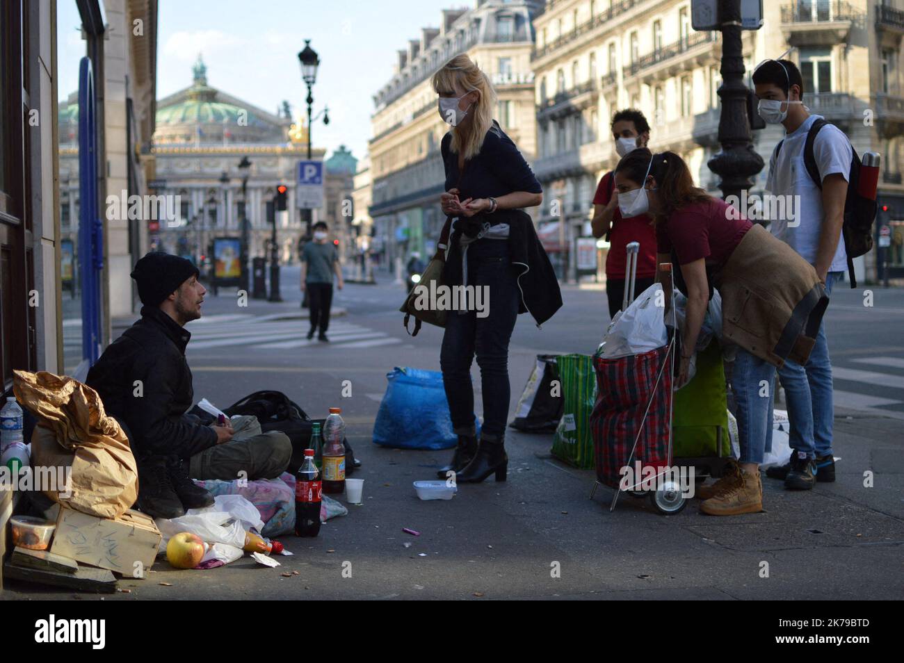 Paris France, april 9th 2020 - Associations are helping homeless people ...
