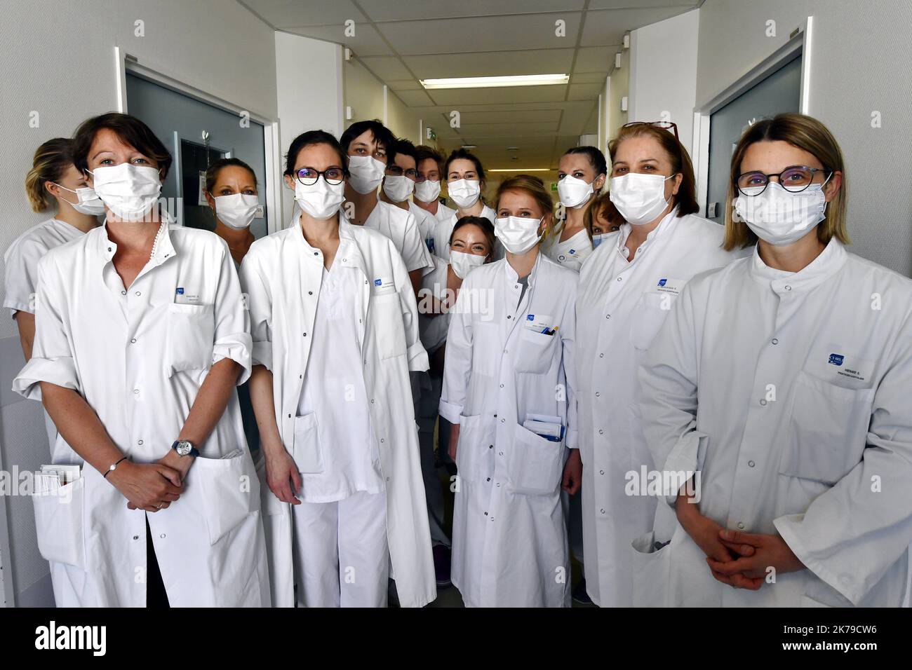 Medical staff including doctors and nurses at the CHRU de Nancy ...