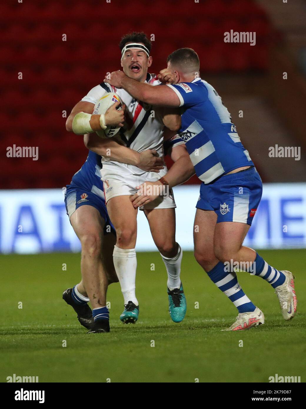 Doncaster, UK. 17th October, 2022. France's Benjamin GARCIA is held in ...