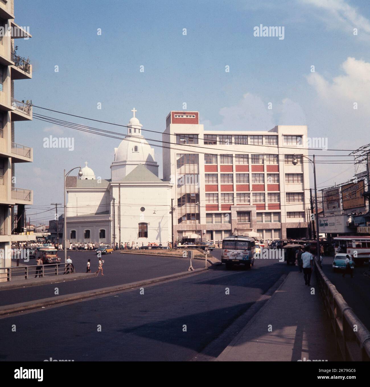 A vintage 1960s colour photograph showing the centre of Salisbury in ...