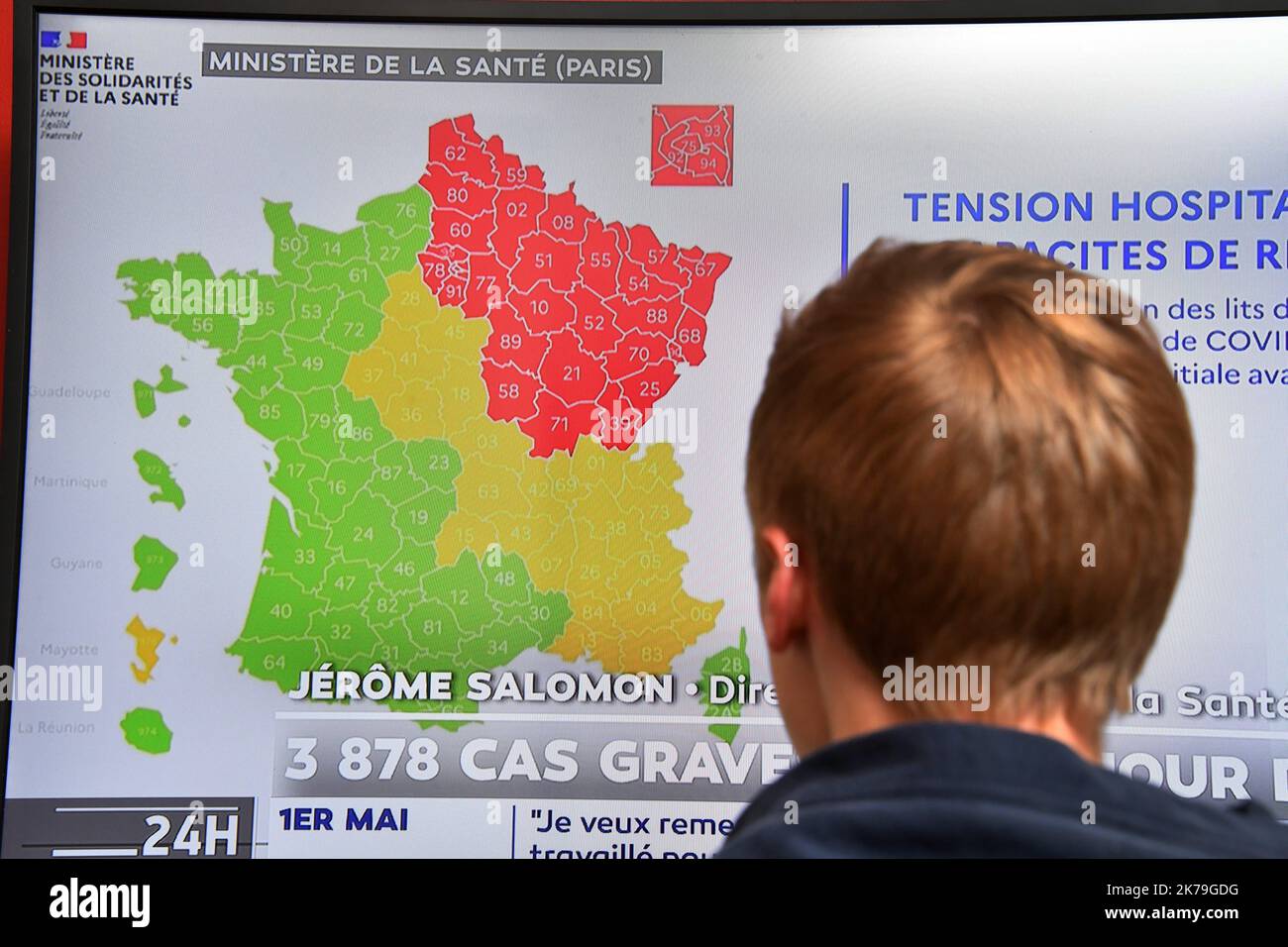 05/01/2020, confinement, covid 19, map given by the Ministry of Health ...
