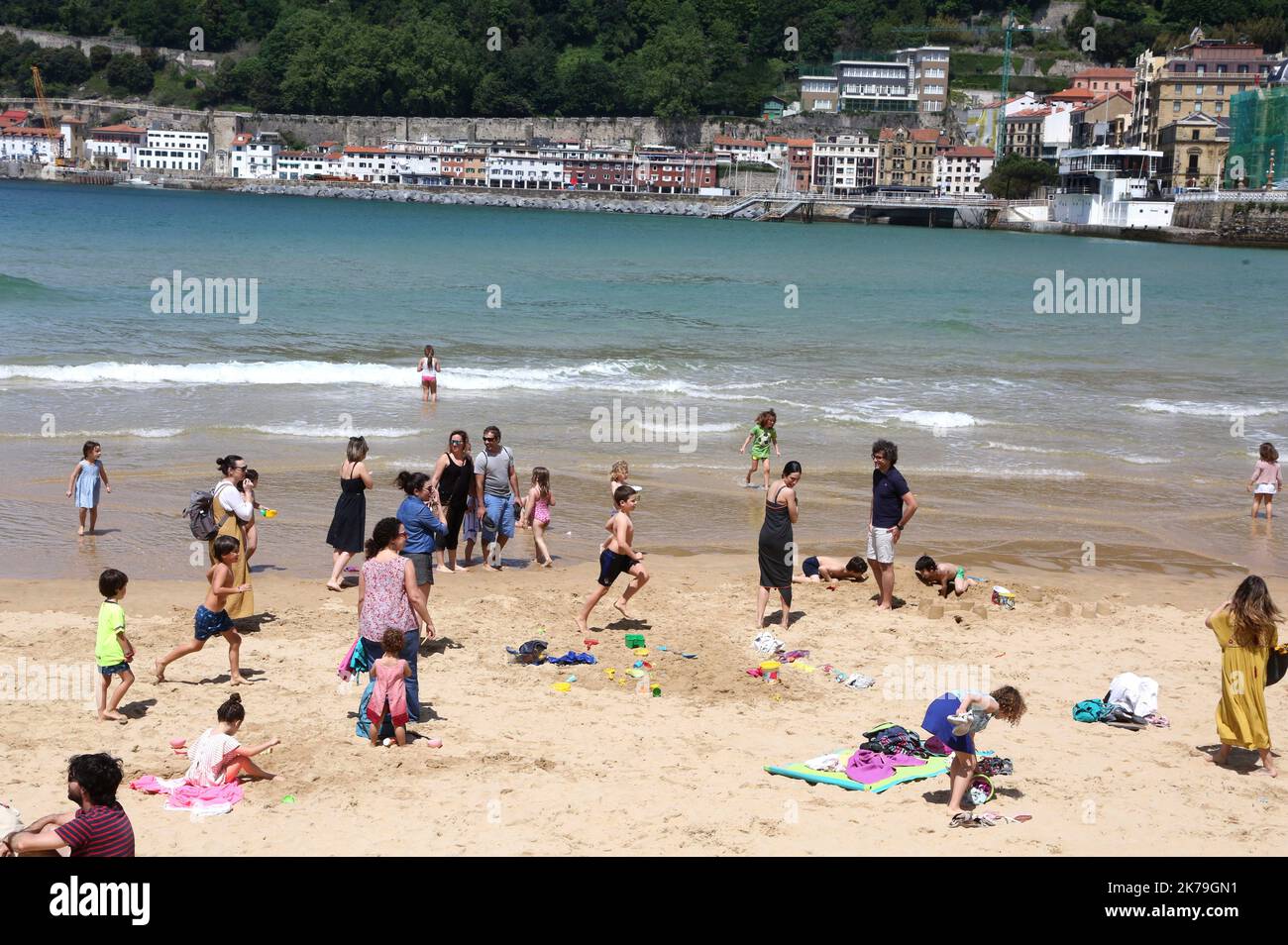 San Sebastian, Spain, may 3rd 2020 - After covid-19 lockdown, beach is ...