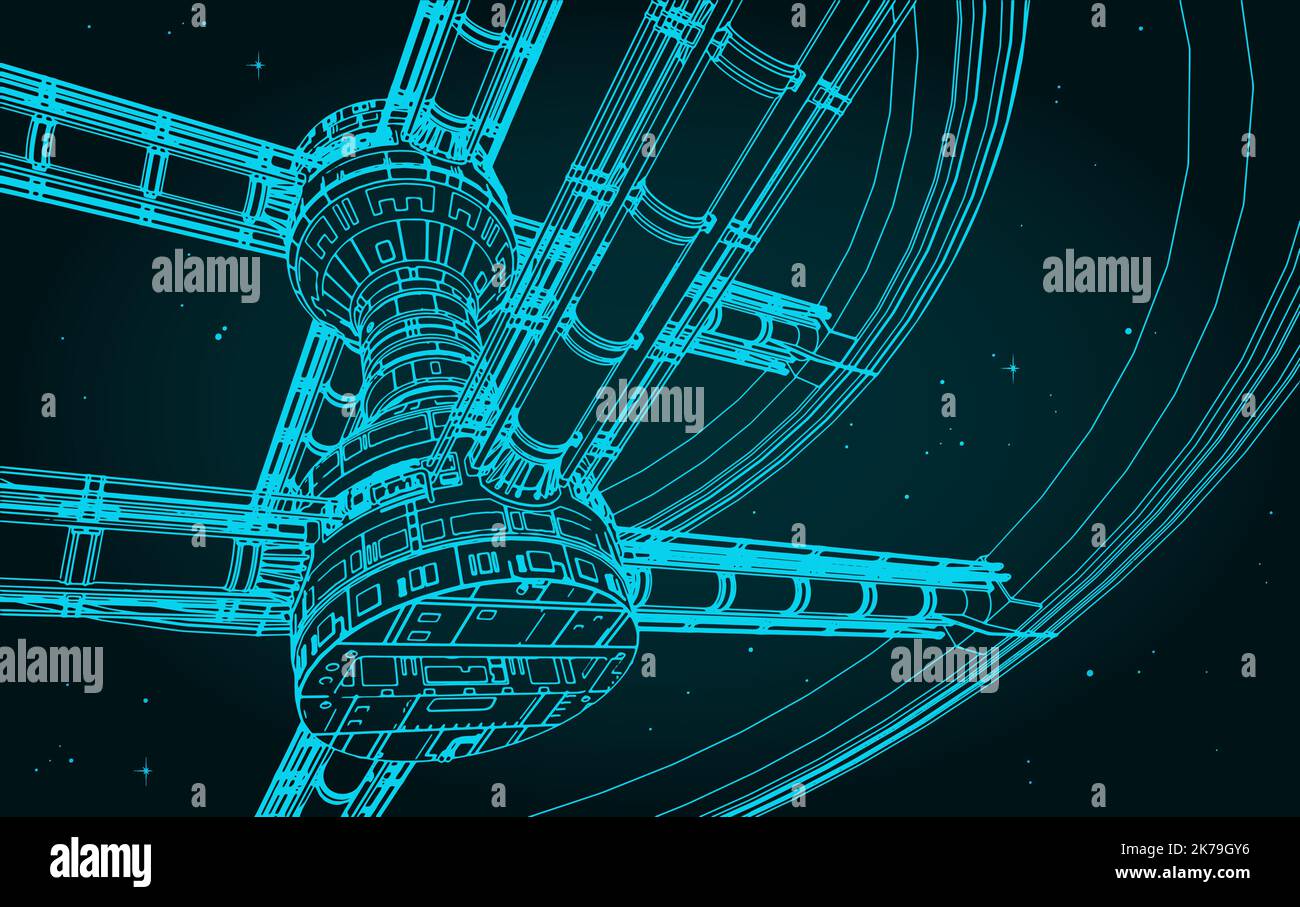 Stylized vector illustration of a space station Stock Vector Image ...