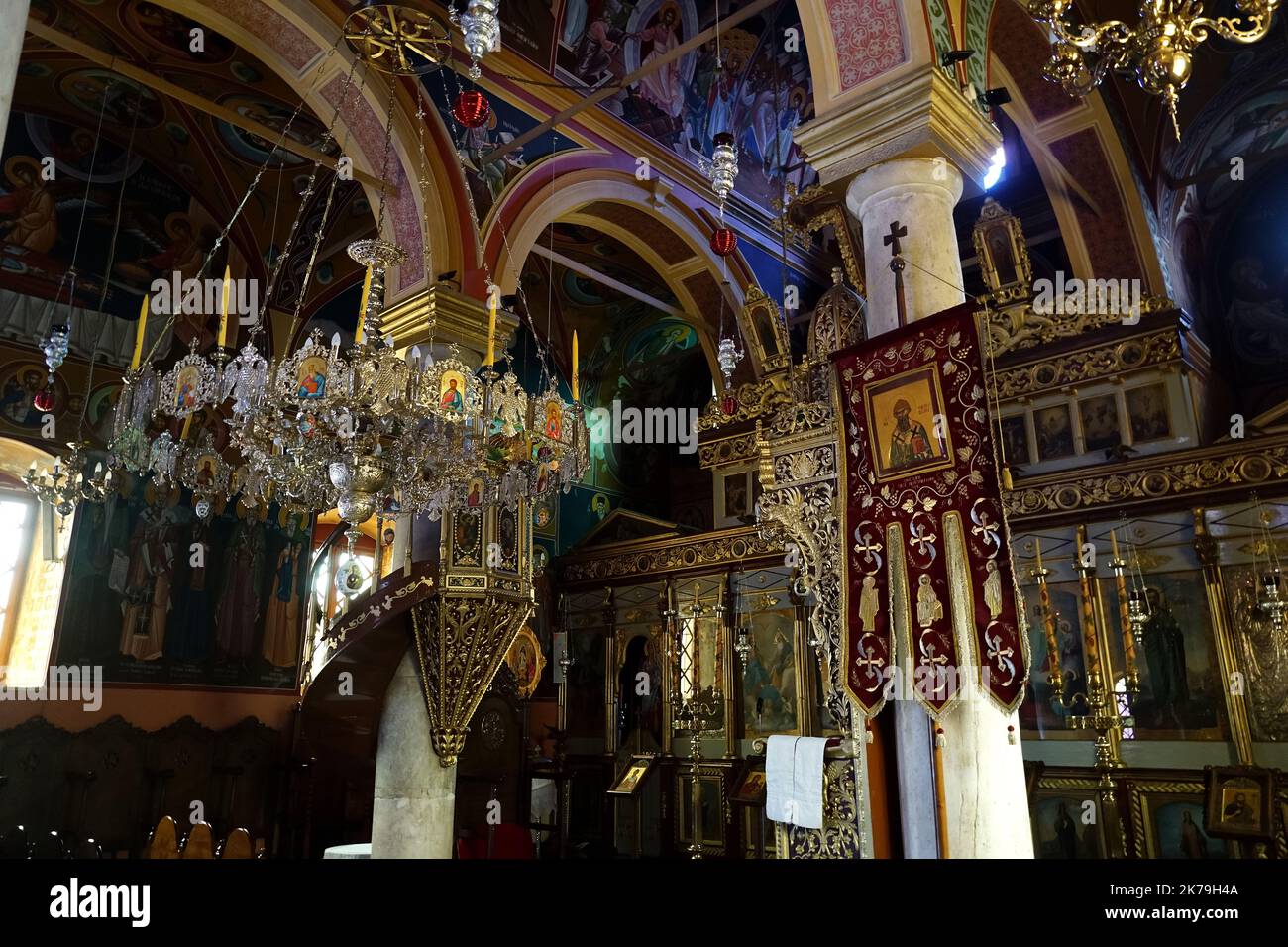 interior, Church Of Saint Spyridon, Kissamos village, Crete, Greece ...