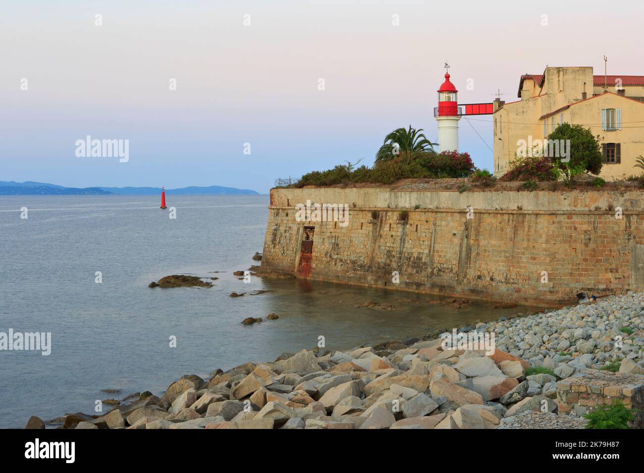 The lighthouse of the 16th-century citadel in Ajaccio (Corse-du-Sud) on ...