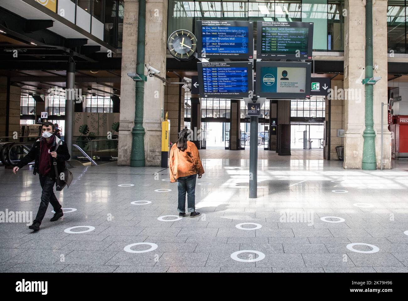 French railway company SNCF installed signs on the ground to indicate ...