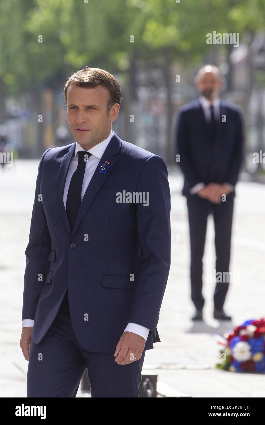 France, may 8th 2020 - commemoration ceremony of the armistice of May 8 ...