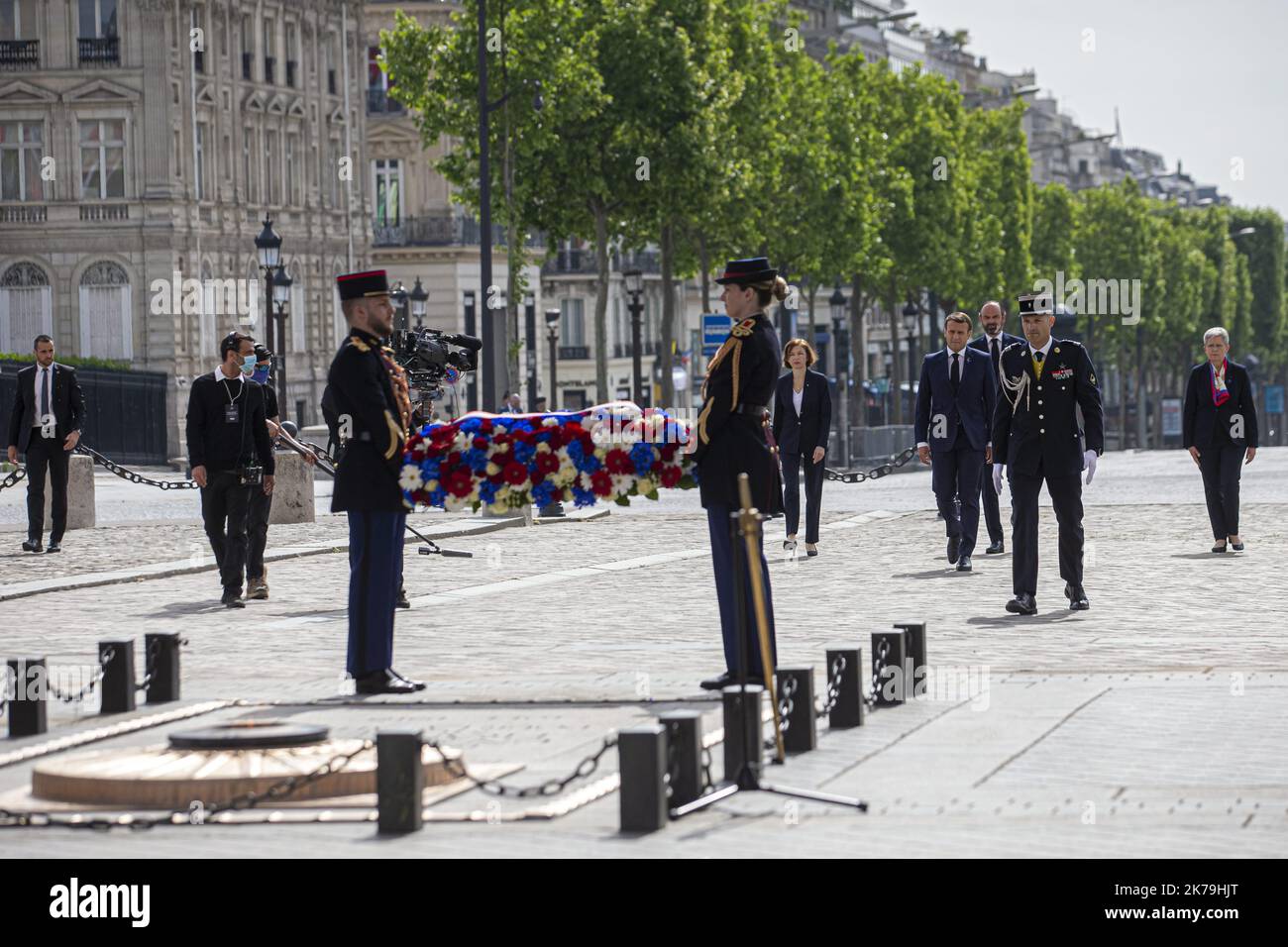 France, may 8th 2020 - commemoration ceremony of the armistice of May 8 ...