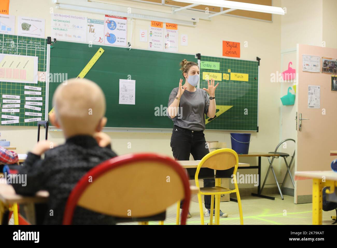 French school pupils to return to school on May 12, 2020. Douai ...