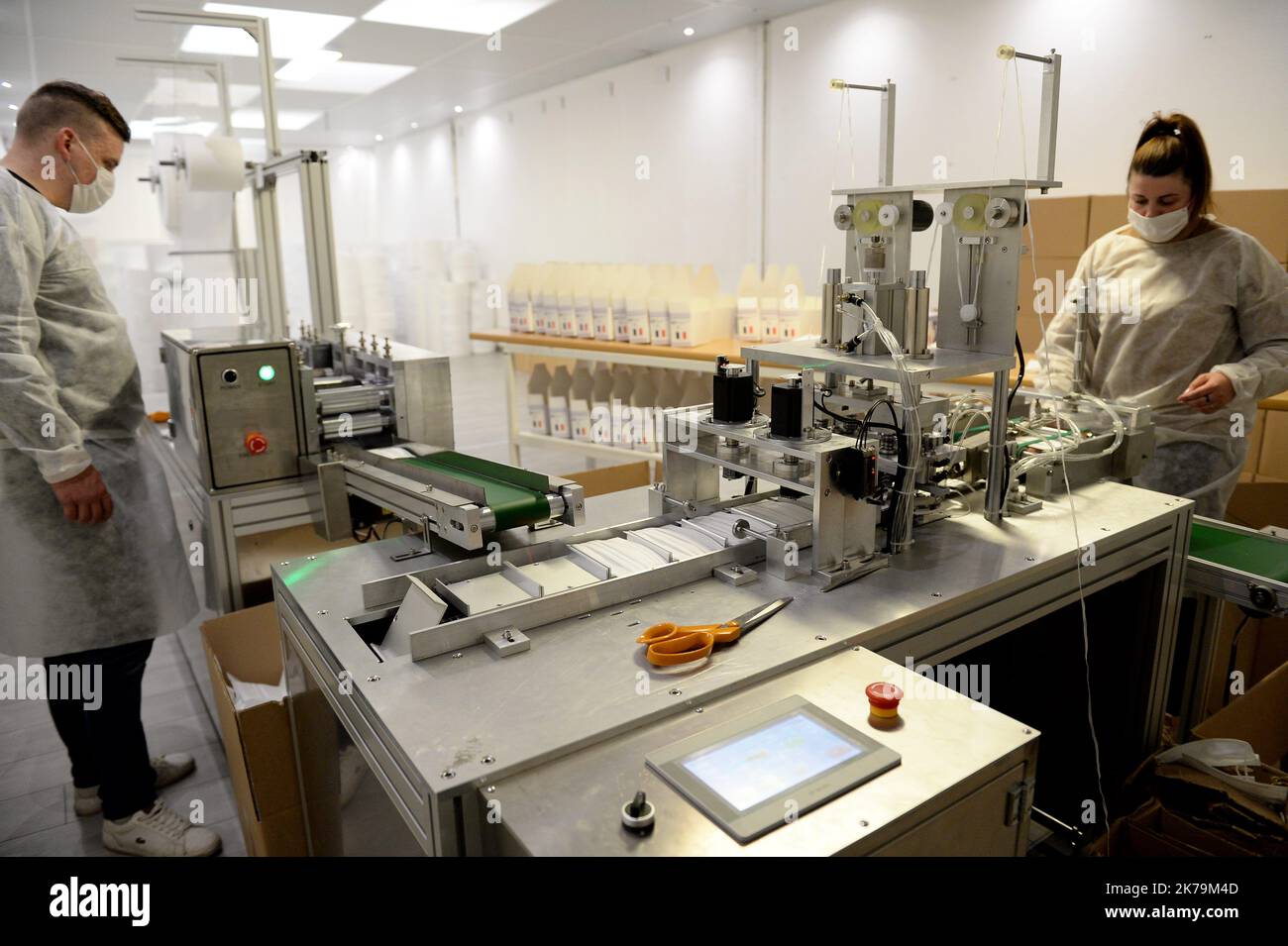 Angecourt, France, may 7th 2020 - Covid-19 / TSC - the sheet factory ...