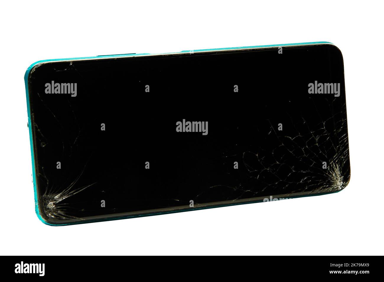 Damaged cell phone screen after a fall, cracked smartphone screen glass ...