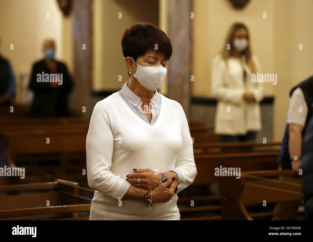 Monaco, may 17th 2020 - covid-19 / Churches are reopening with restrictions. Here Sainte dEvote ...