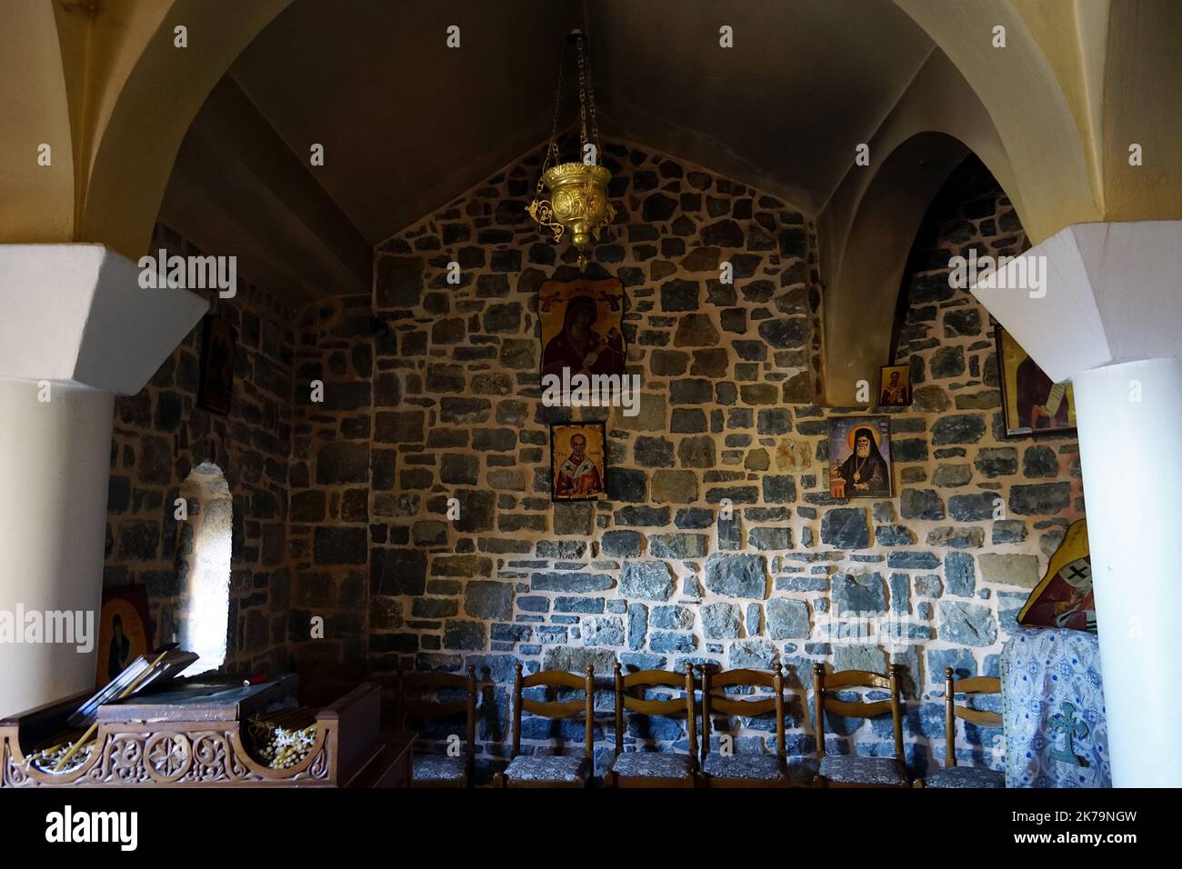 interior, Saint Nicholas Church, Kotsifos Gorge, Crete, Greece, Europe ...