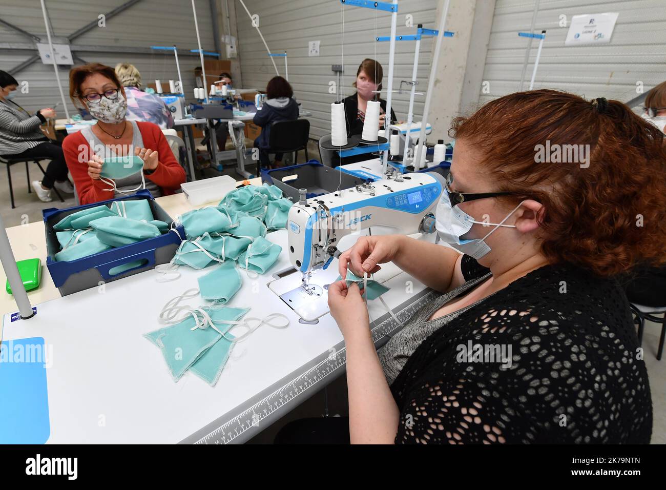 France, may 20th 2020 - covid-19 pandemic. Masks production ...