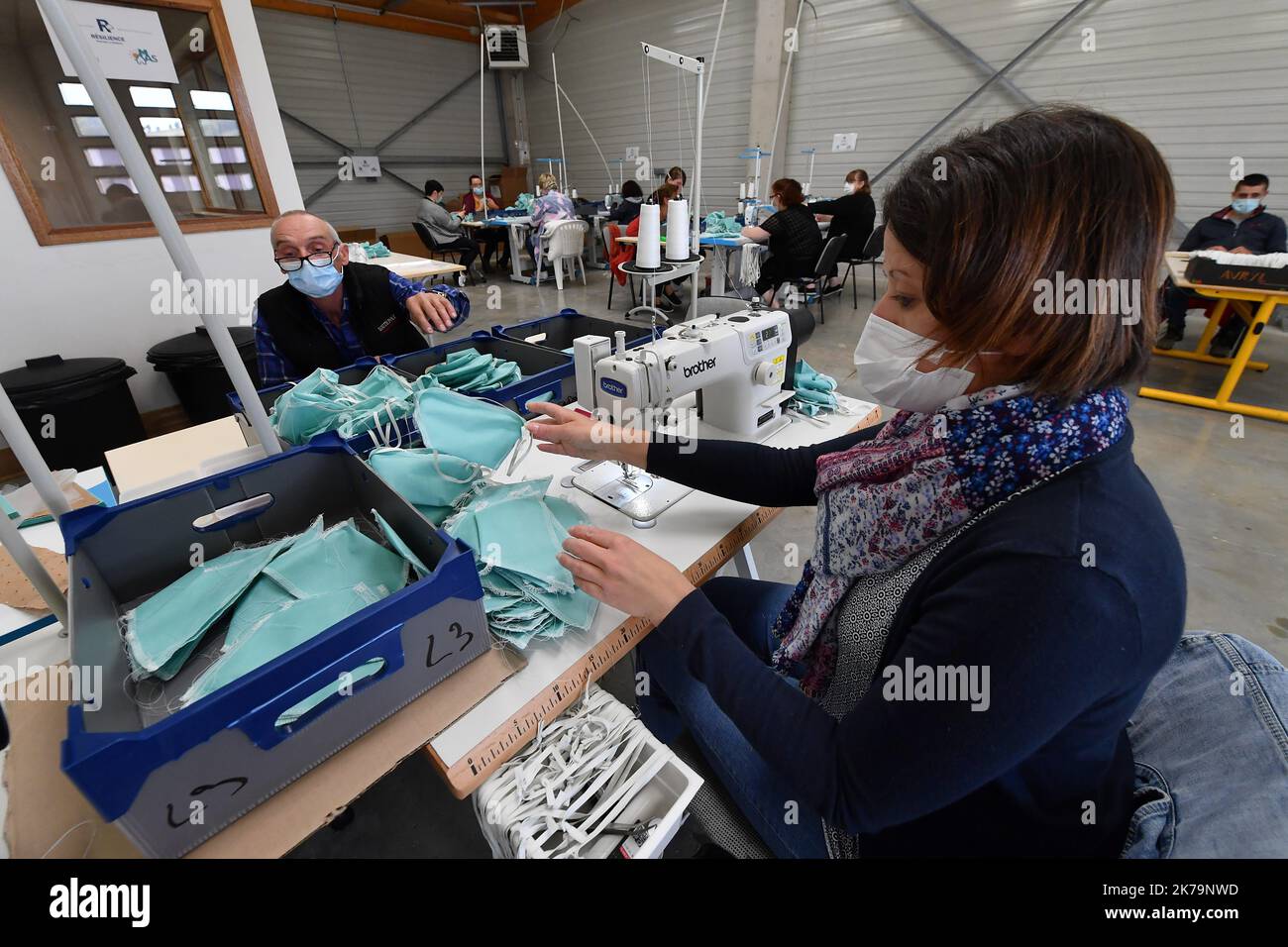 France, may 20th 2020 - covid-19 pandemic. Masks production ...