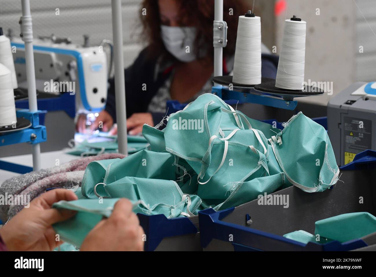 France, may 20th 2020 - covid-19 pandemic. Masks production ...