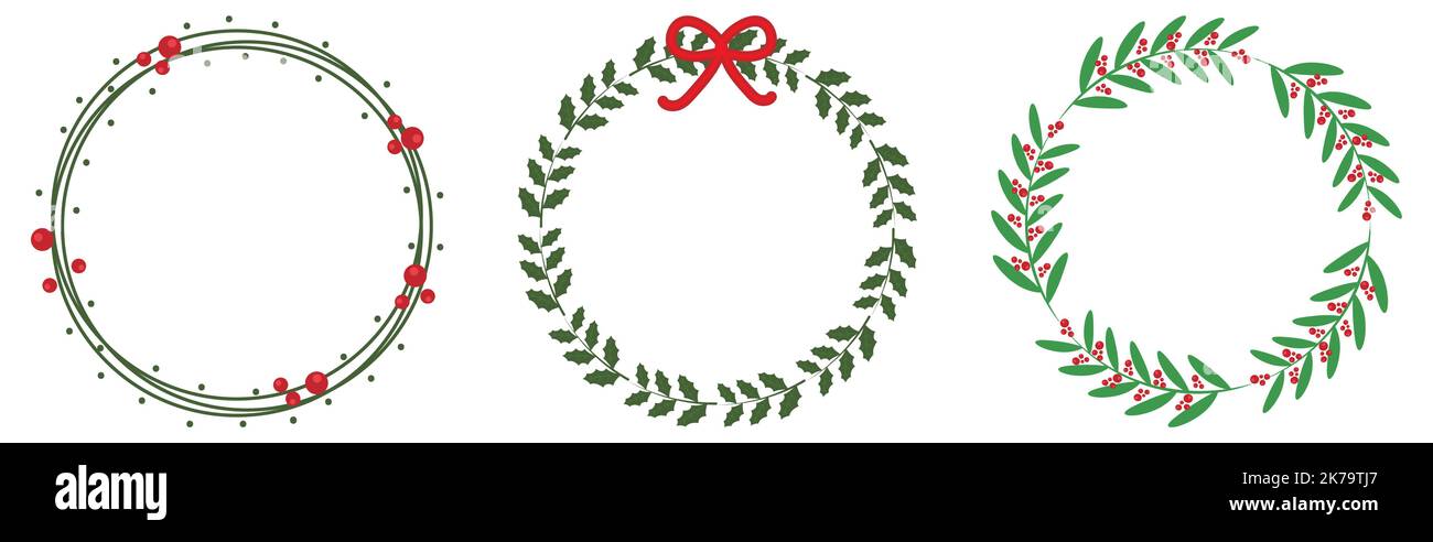 Christmas winter wreath set. Holidays decor. Vector illustration Stock ...