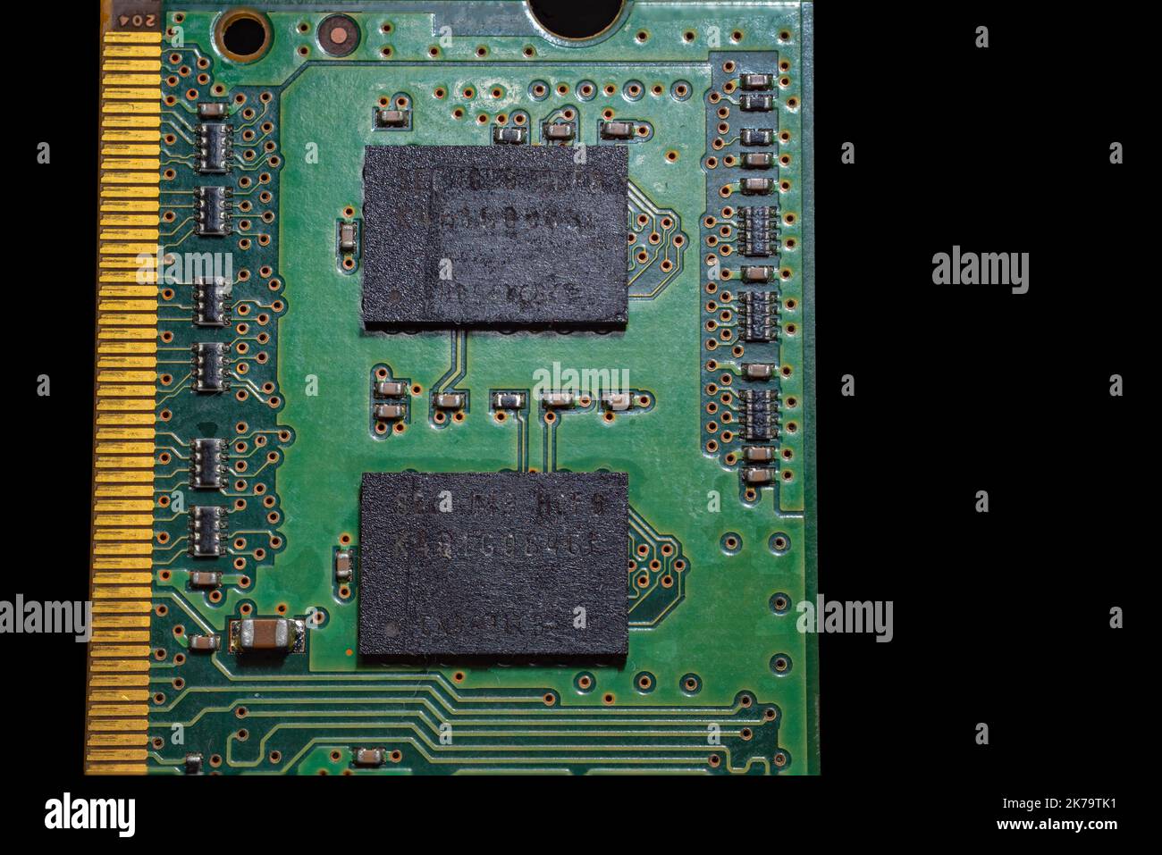 microchip components on a black background Stock Photo - Alamy