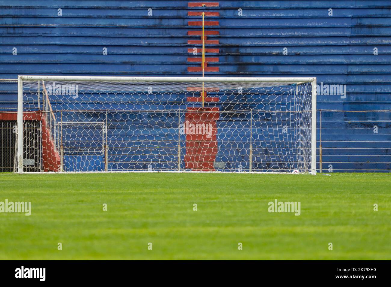 Beam of a football field with the base of the image with green grass ...