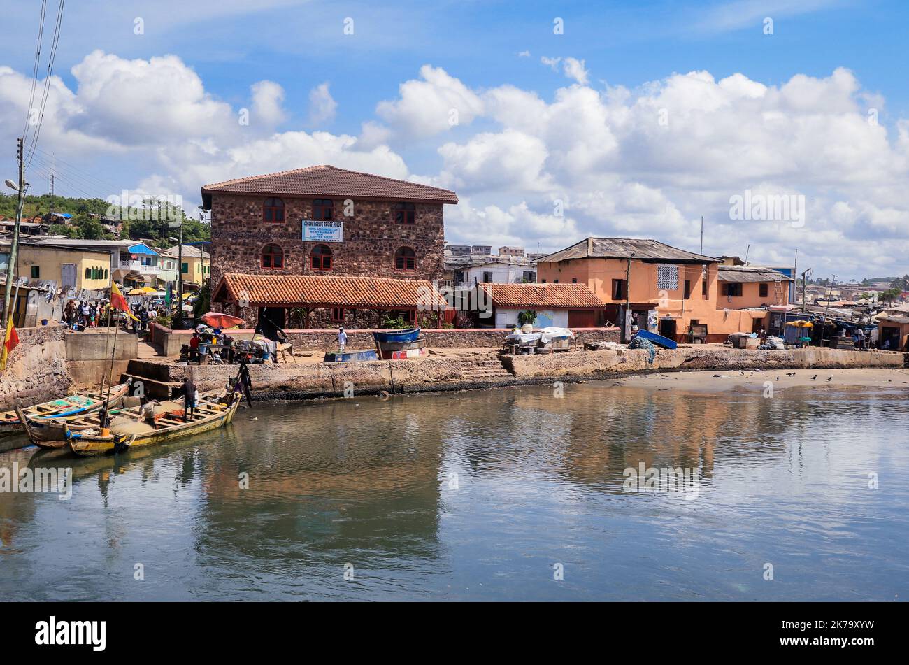Atlantic Ocean View in the Elmina port with Boats and small Ships in ...