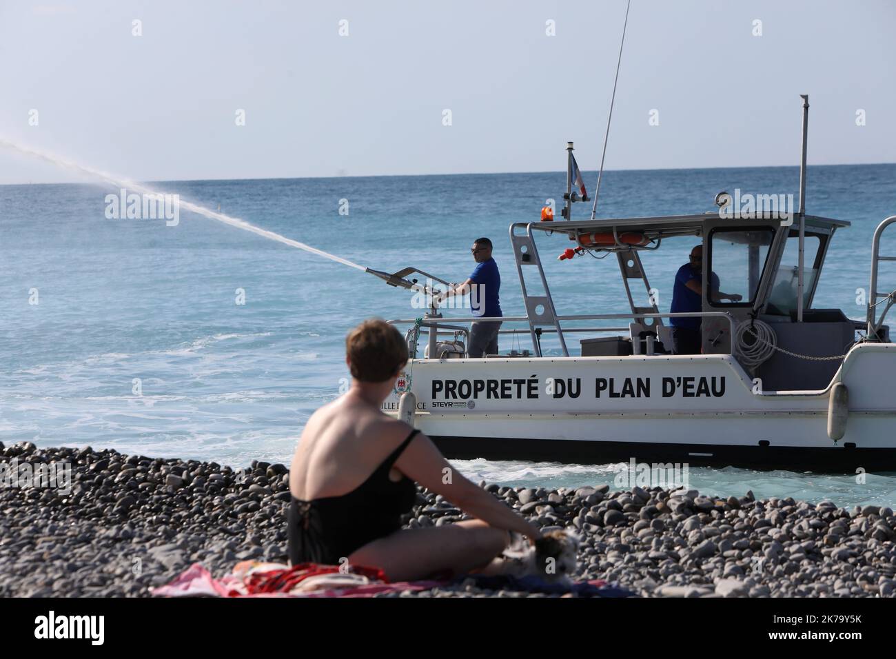 Cleaning of the beaches. Nice, France Stock Photo - Alamy