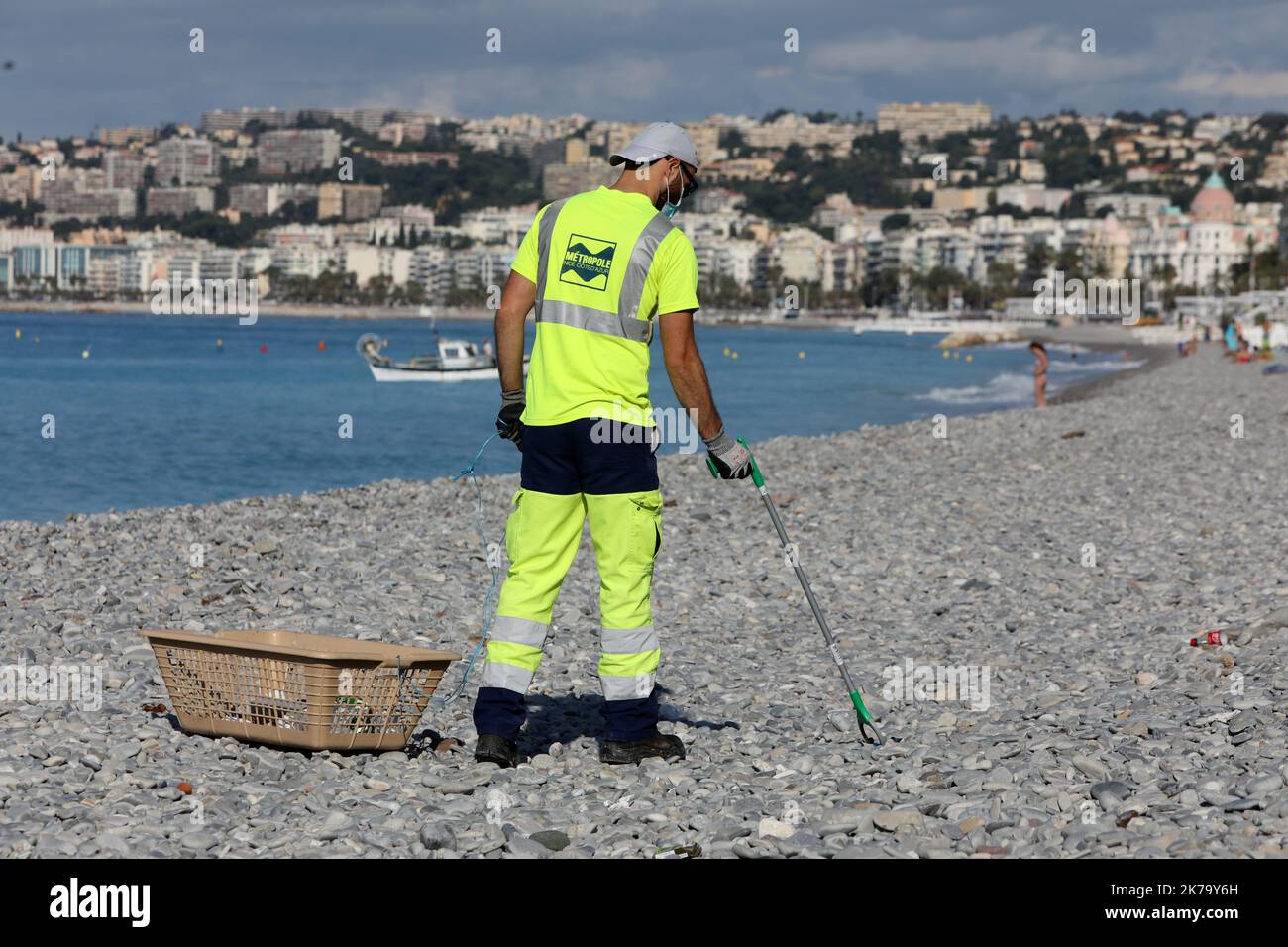 Cleaning of the beaches. Nice, France Stock Photo - Alamy