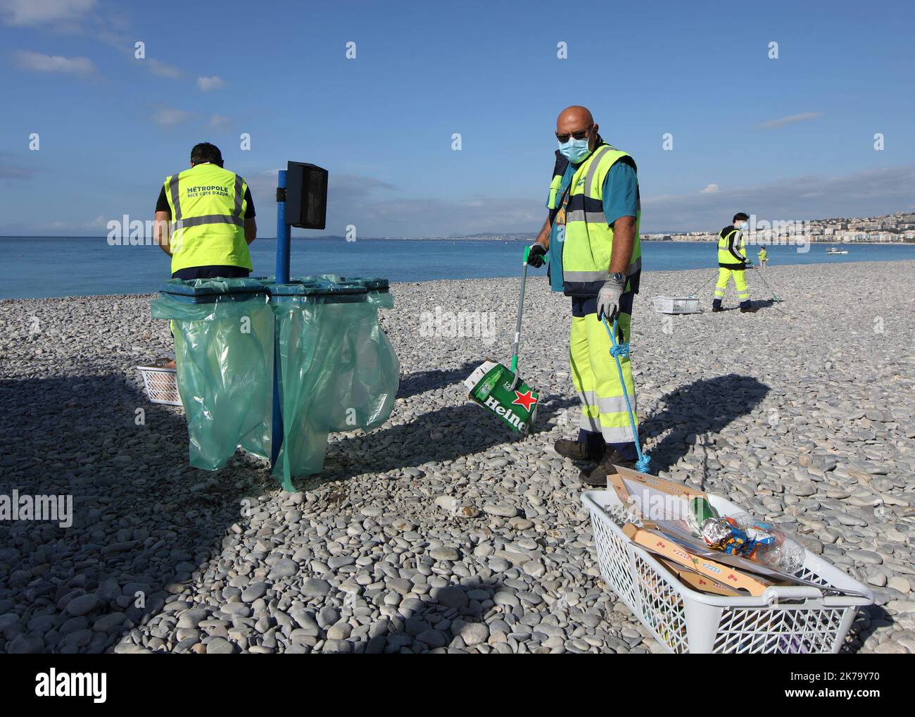 Cleaning of the beaches. Nice, France Stock Photo - Alamy