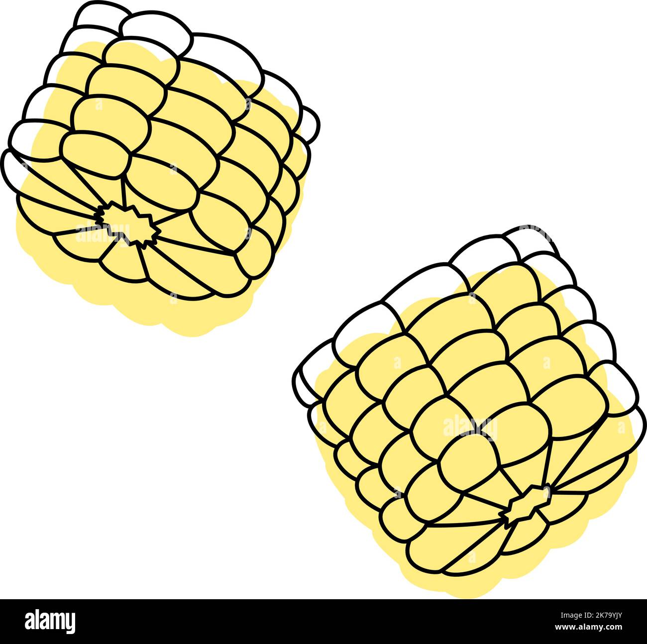Doodle outline corn grains with spot. Vector hand-drawn illustration ...