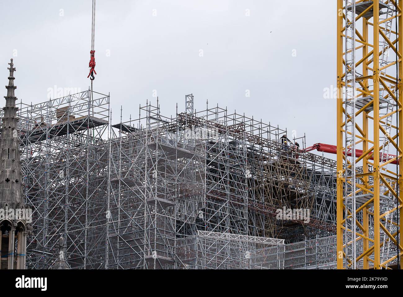 Paris, France, june 8th 2020 - dismantling of the scaffolding of Notre ...