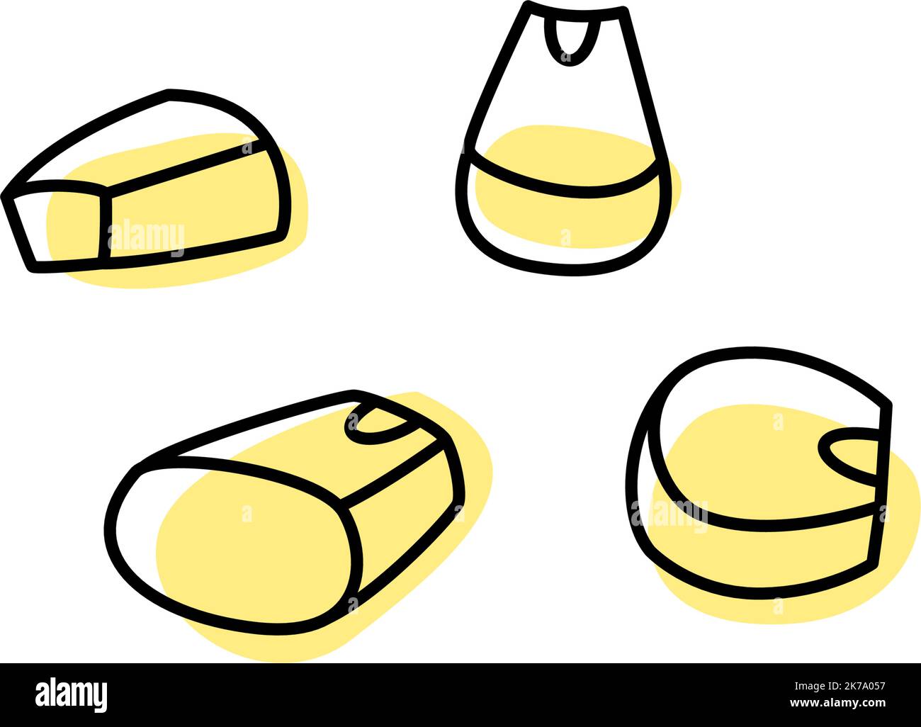 Doodle outline corn grains with spot. Vector hand-drawn illustration ...