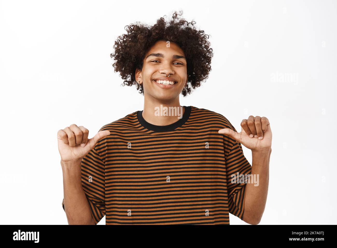 Confident guy pointing at himself and looks proud, self-promoting ...