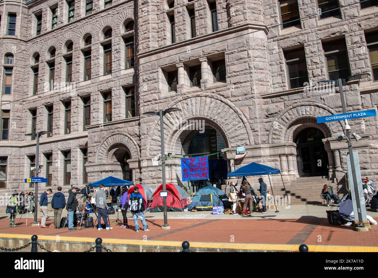 Minneapolis Minnesota Homeless People And Advocates Set Up Their Tents And Hold A Rally