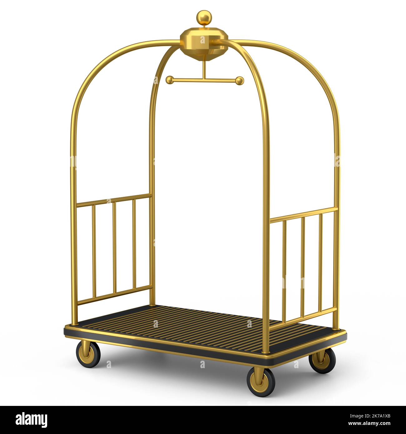 Hotel luggage trolley cart for carrying baggage on white background. 3d ...