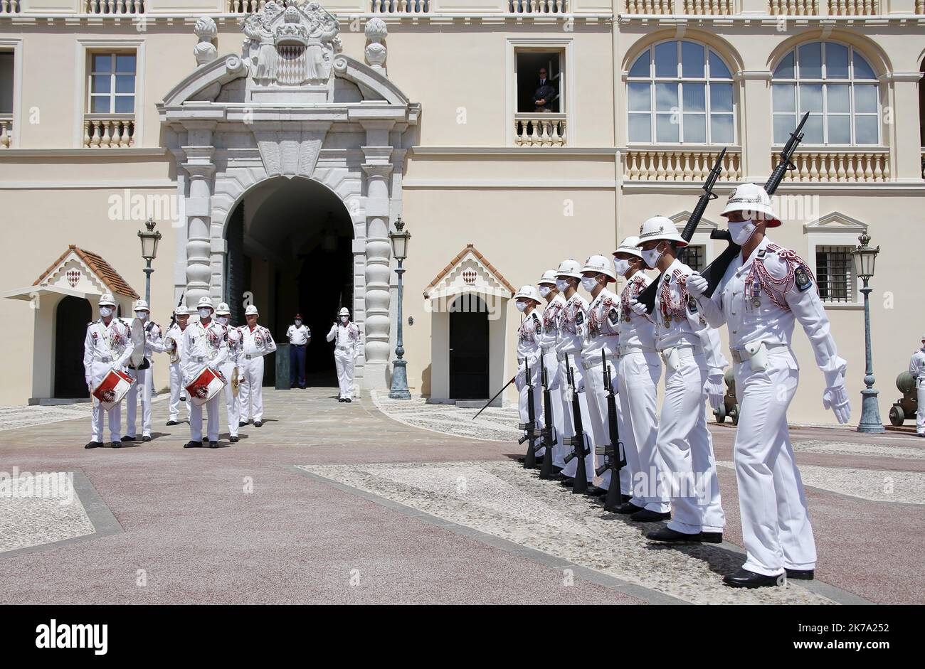 2020/06/19. Place du palais in Monaco - resumption of the ceremony of ...