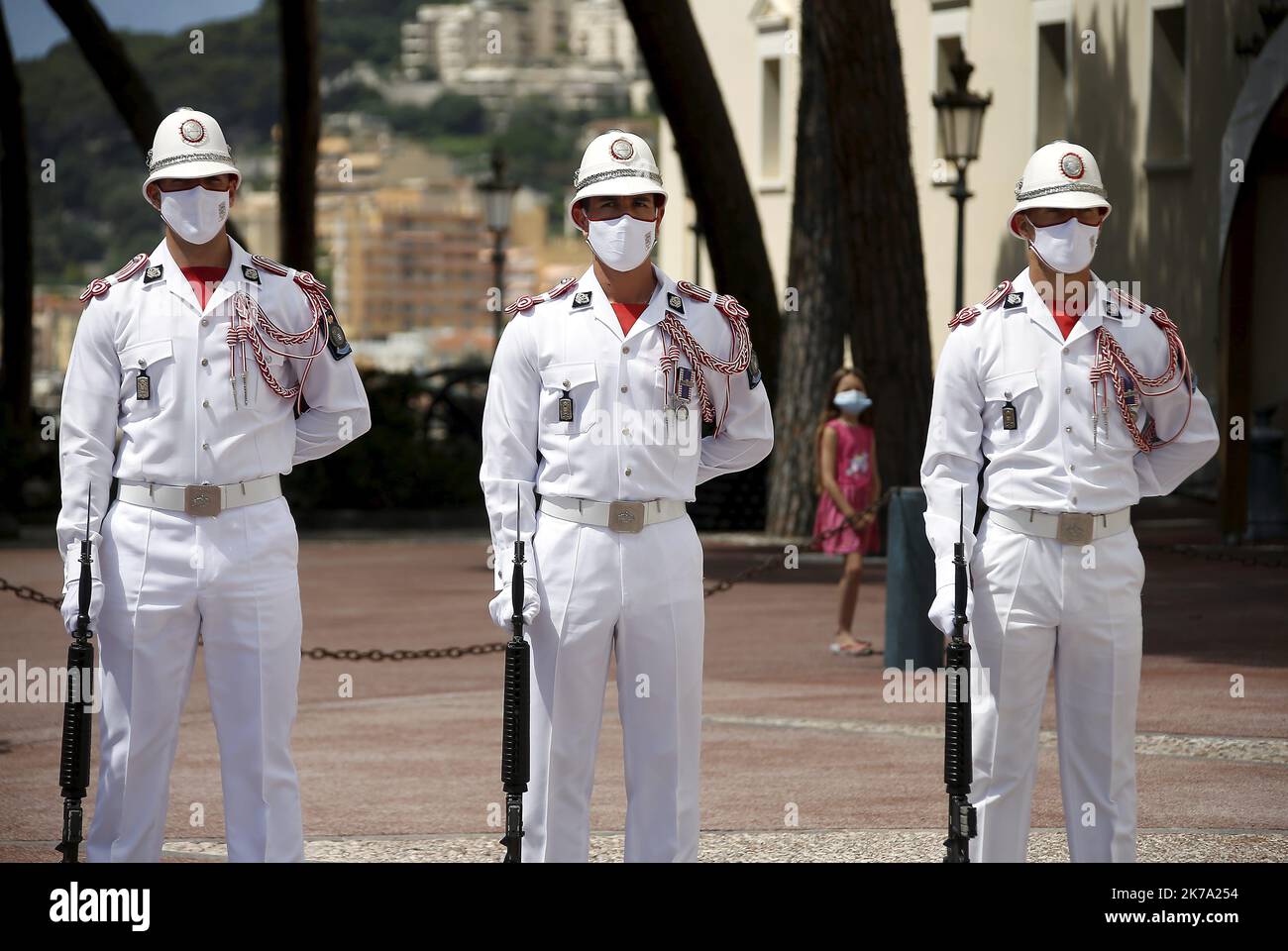 2020/06/19. Place du palais in Monaco - resumption of the ceremony of ...