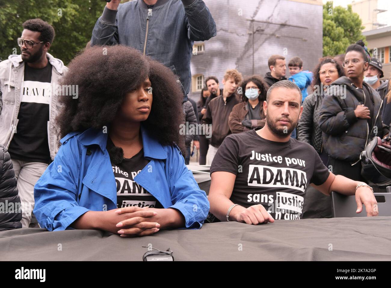 2020/06/22. Press conference of Assa Traore in front of the fresco of ...