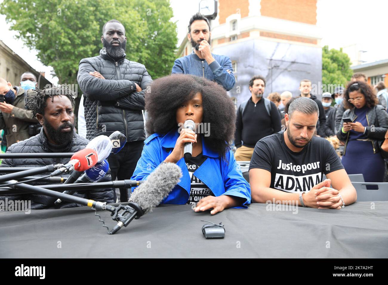 2020/06/22. Press conference of Assa Traore in front of the fresco of ...