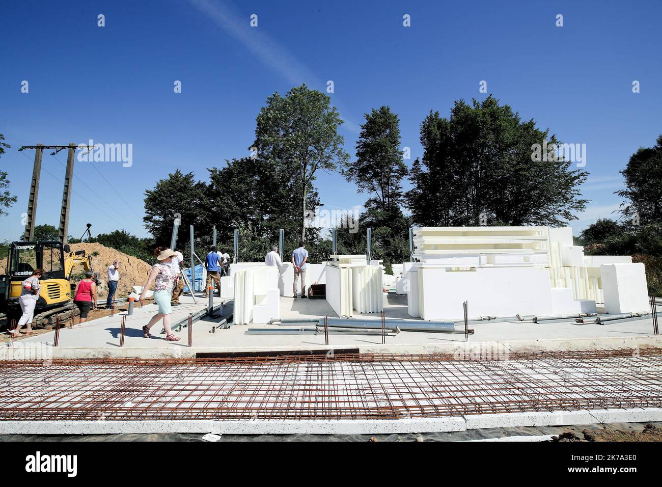 Construction of the first polystyrene house Stock Photo - Alamy