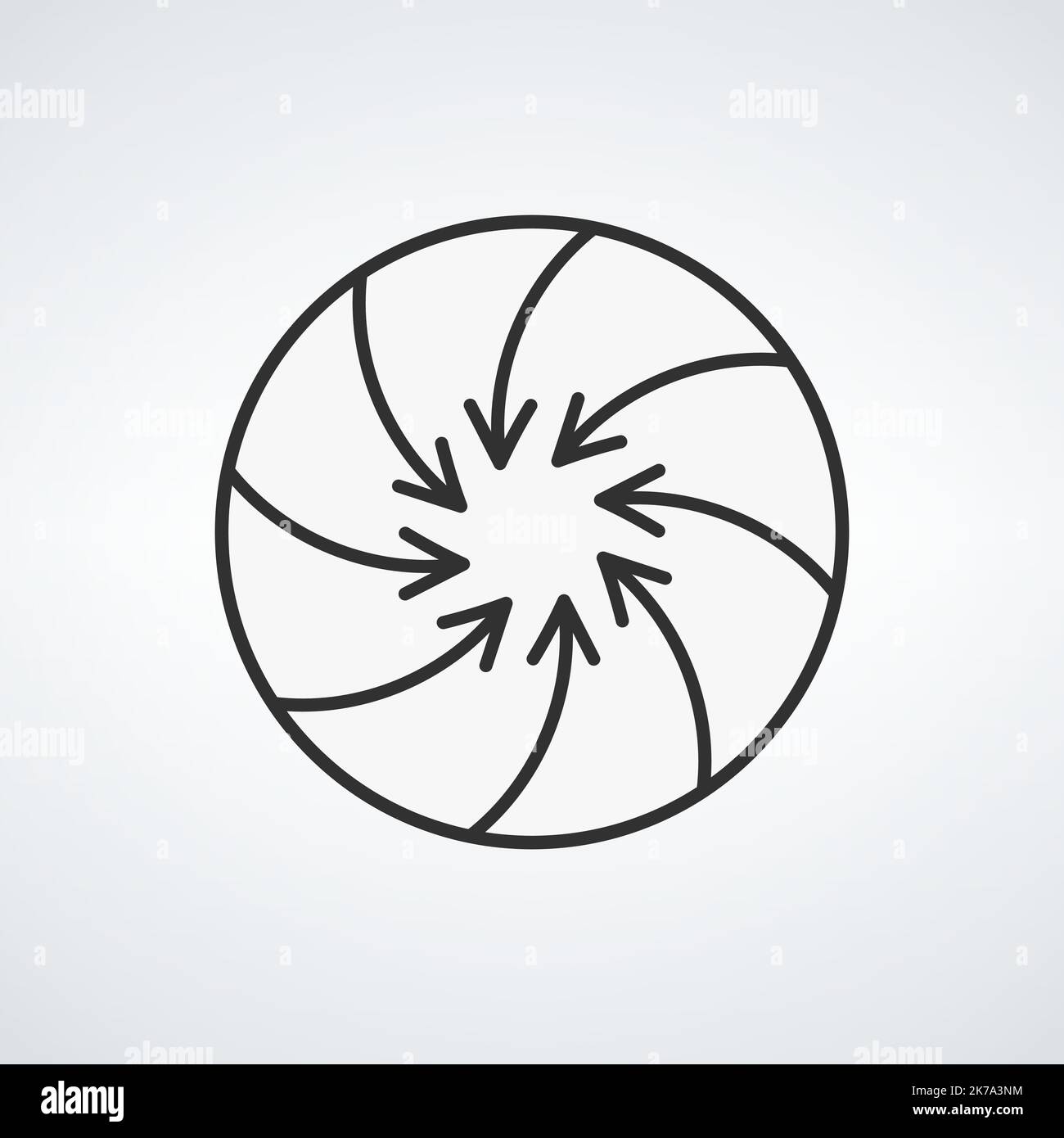 Multiple arrows circle pointing center icon in line style. Stock vector ...