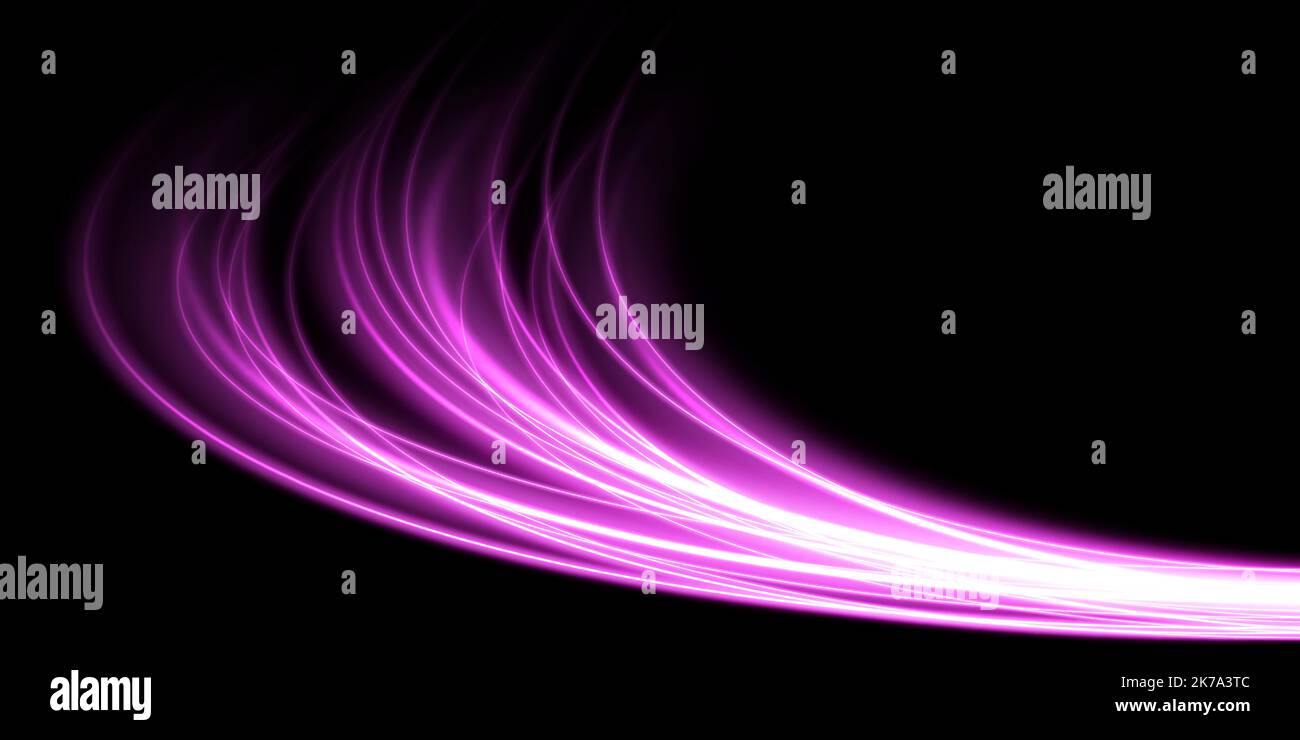 Abstract light lines of movement and speed in purple. Light everyday ...