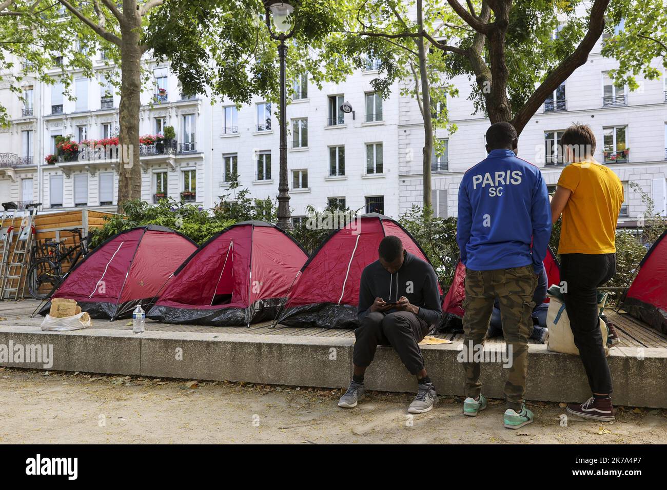 A camp for young immigrants settled in Paris France, Paris June 30 ...