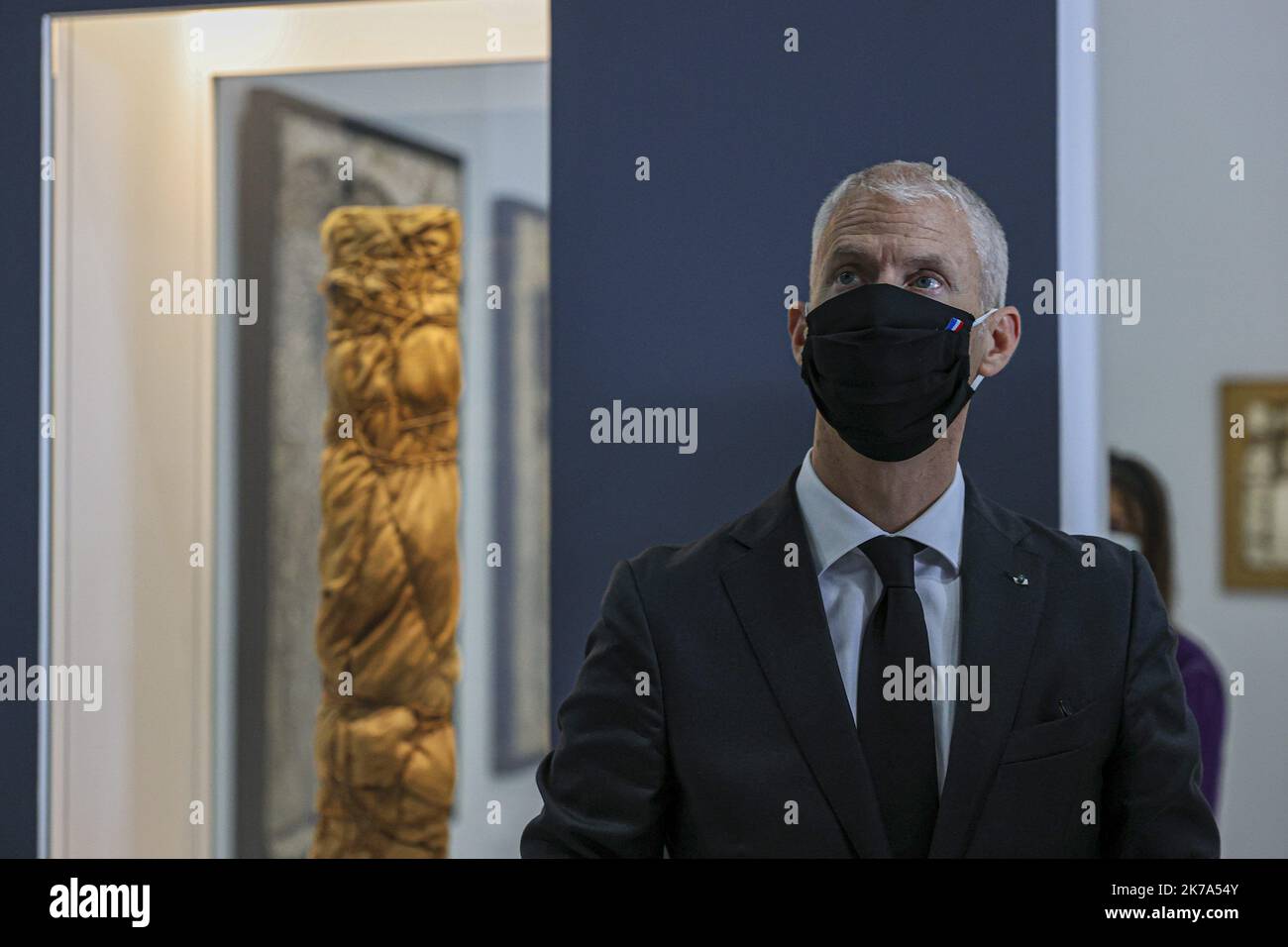 Franck Riester Minister of Culture during his visit to the exhibition ...