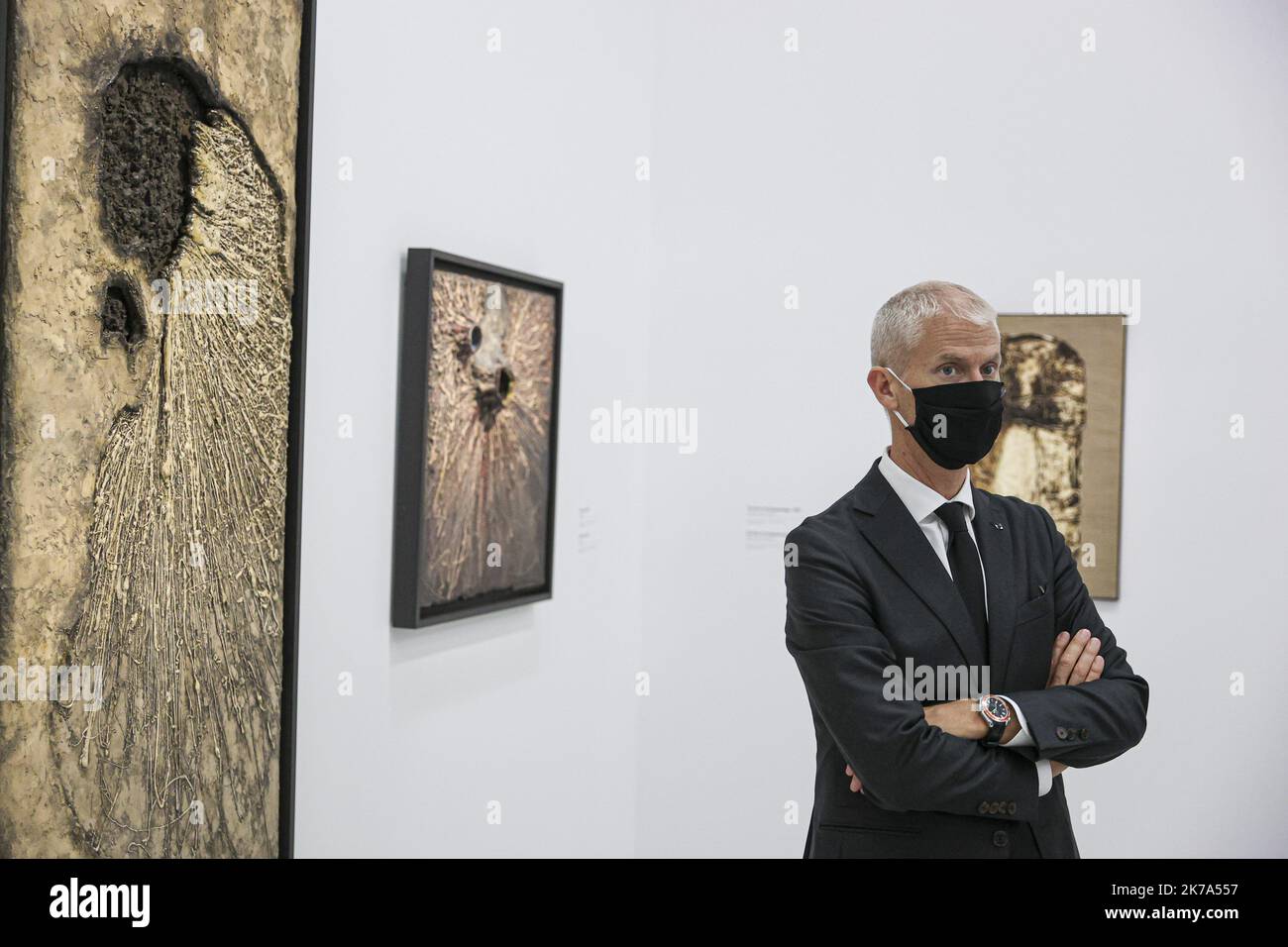 Franck Riester Minister of Culture during his visit to the exhibition ...